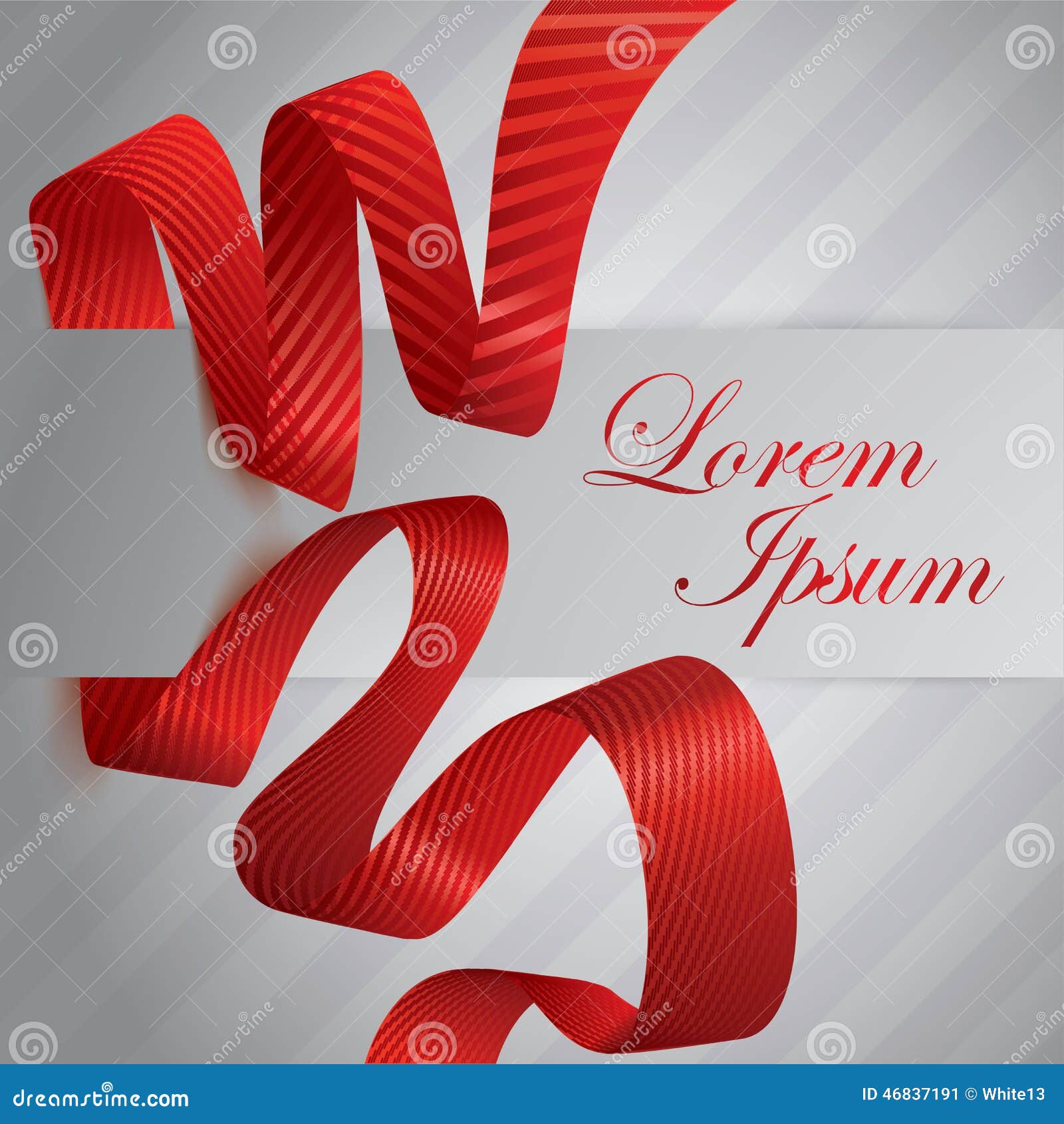 Red satin ribbon. stock vector. Illustration of ribbon - 46837191