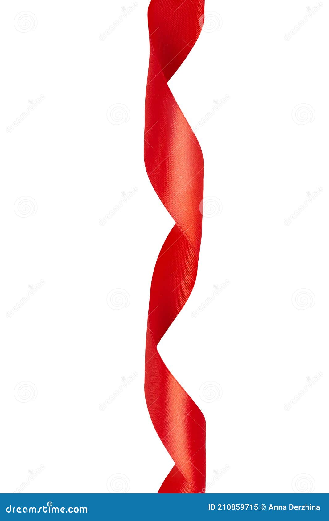 Curled Red Satin Ribbon. Isolated on White. Stock Image - Image of xmas ...