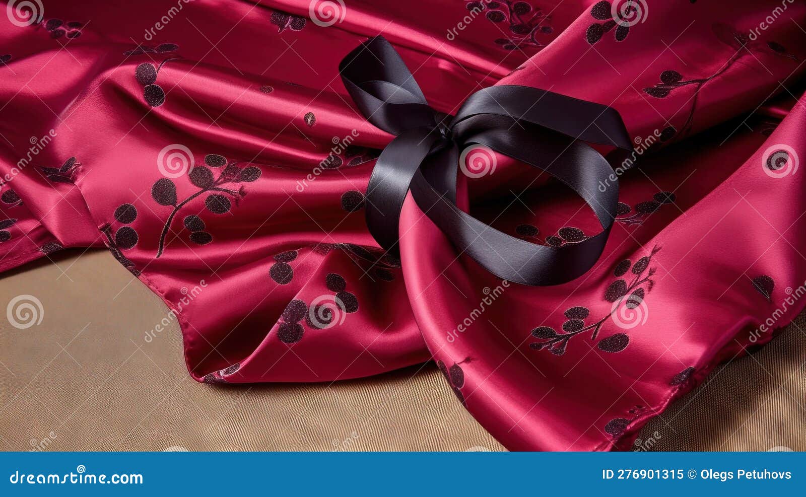 A Red Satin Sheet with a Black Bow on it S End Stock Illustration ...