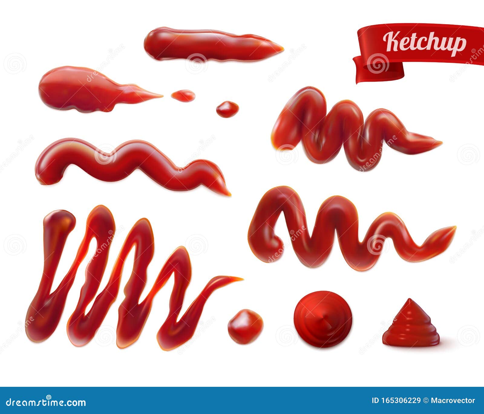 Red Sauce Spots Realistic Set Stock Vector - Illustration of organic ...