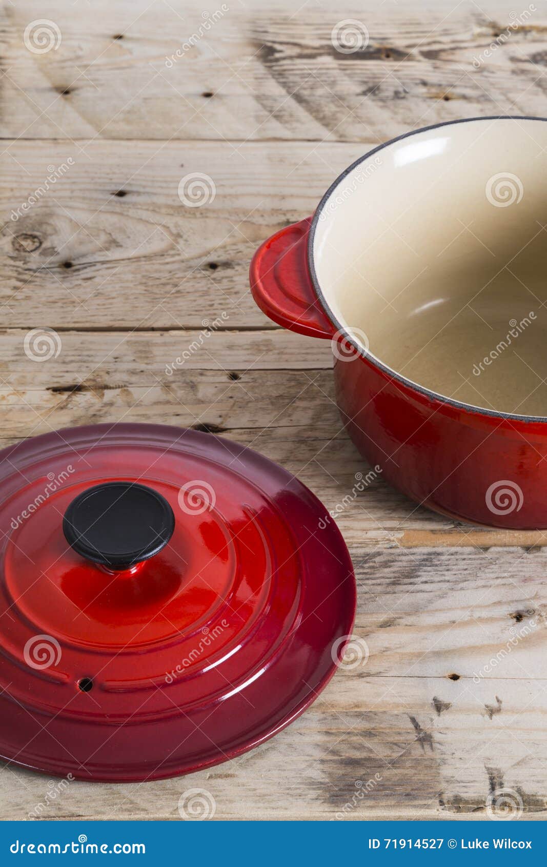 Red saucepan with its lid stock image. Image of retro - 71914527