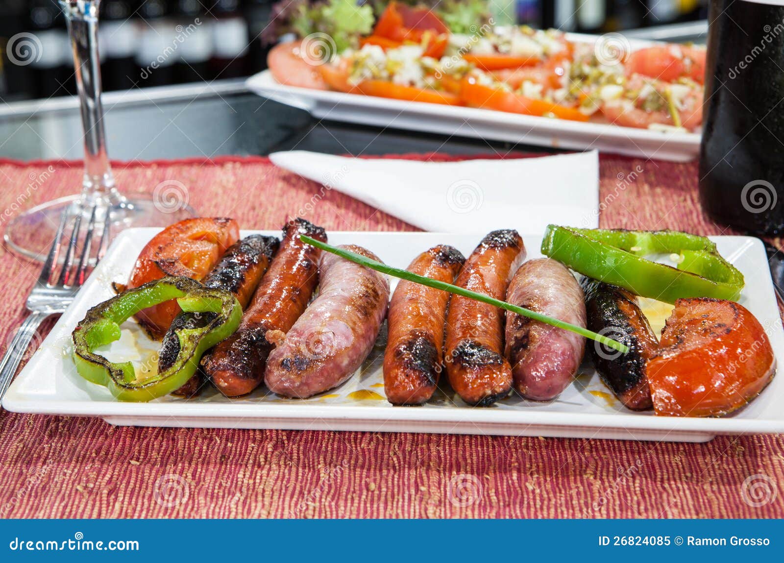 Red sausage stock image. Image of grid, food, dinner - 26824085