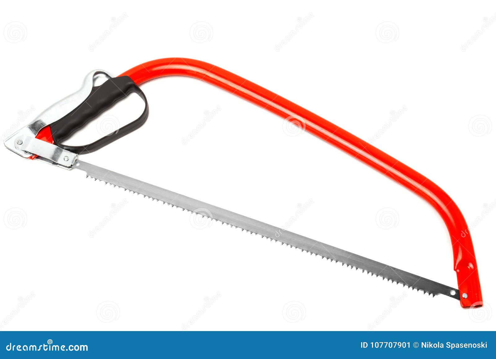 Red saw with handle stock image. Image of home, closeup - 107707901