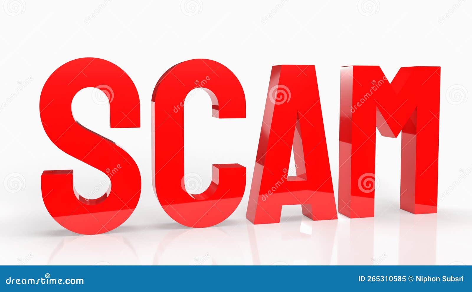 Red Scam Text on White Background 3d Rendering Stock Illustration ...