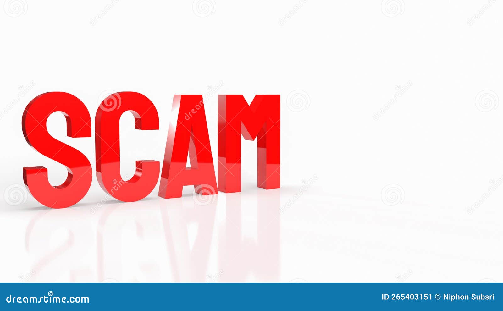 Red Scam Text on White Background 3d Rendering Stock Illustration ...