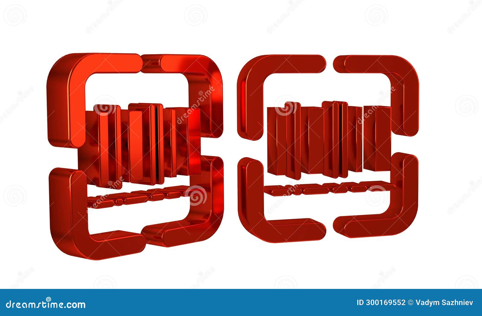 Red Scanner Scanning Bar Code Icon Isolated on Transparent Background ...