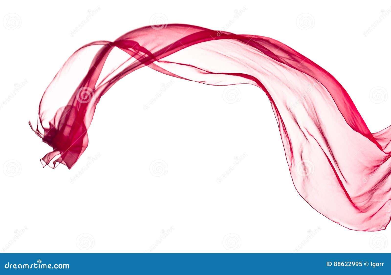 Red Scarf in the Wind , Isolated on White Stock Image - Image of wave ...