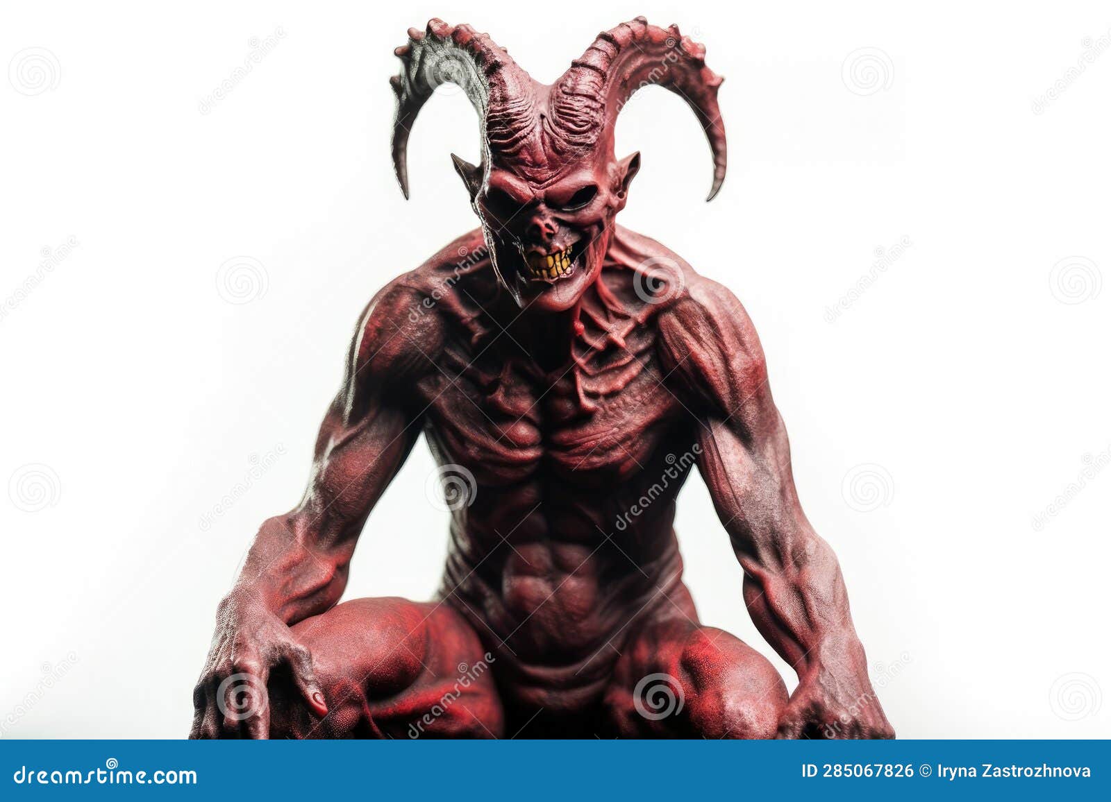 Red Scary Demon Isolated on White Background Stock Illustration ...
