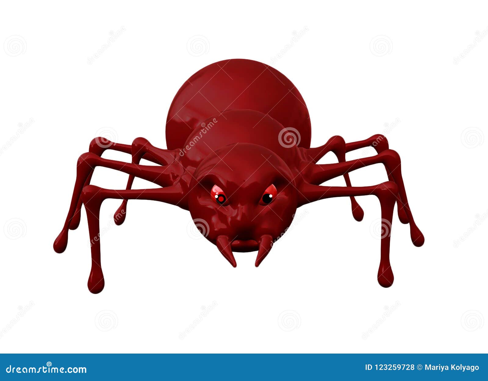 Red Scary Spider Isolated on White 3D Illustration. Stock Illustration ...