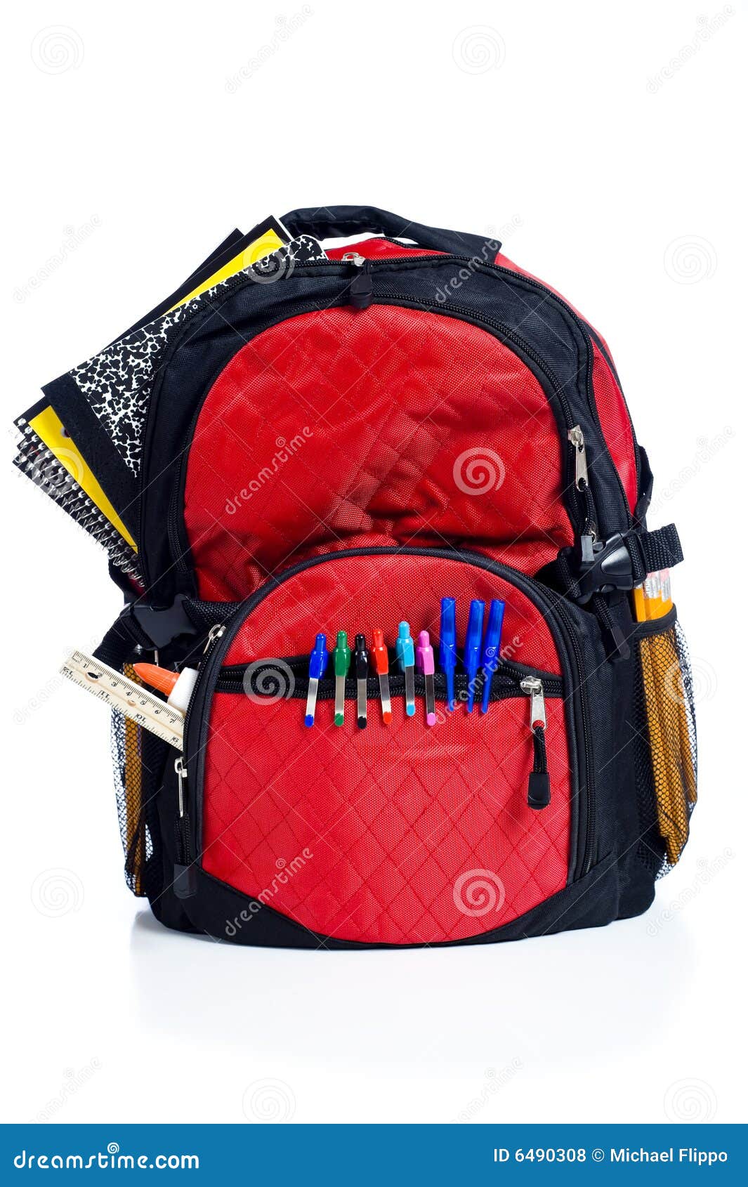 Red School Back Pack stock photo. Image of education, book - 6490308