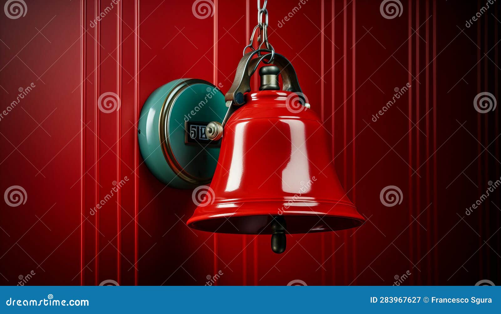 Red School Bell on the Wall Stock Illustration - Illustration of ...