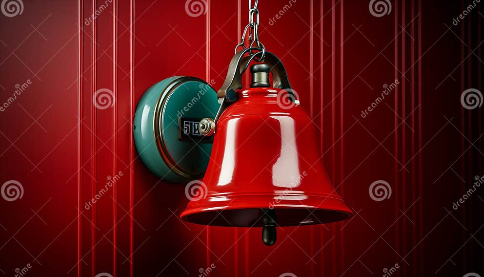 Red School Bell on the Wall Stock Illustration - Illustration of ...