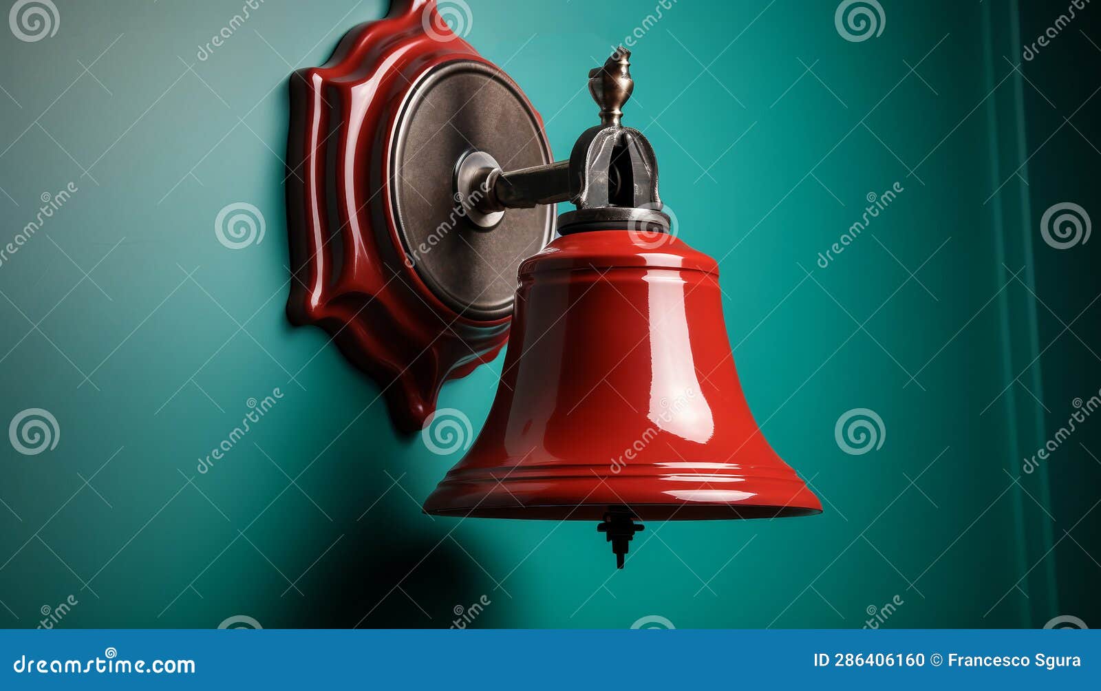 Red School Bell on the Wall Stock Illustration - Illustration of ...