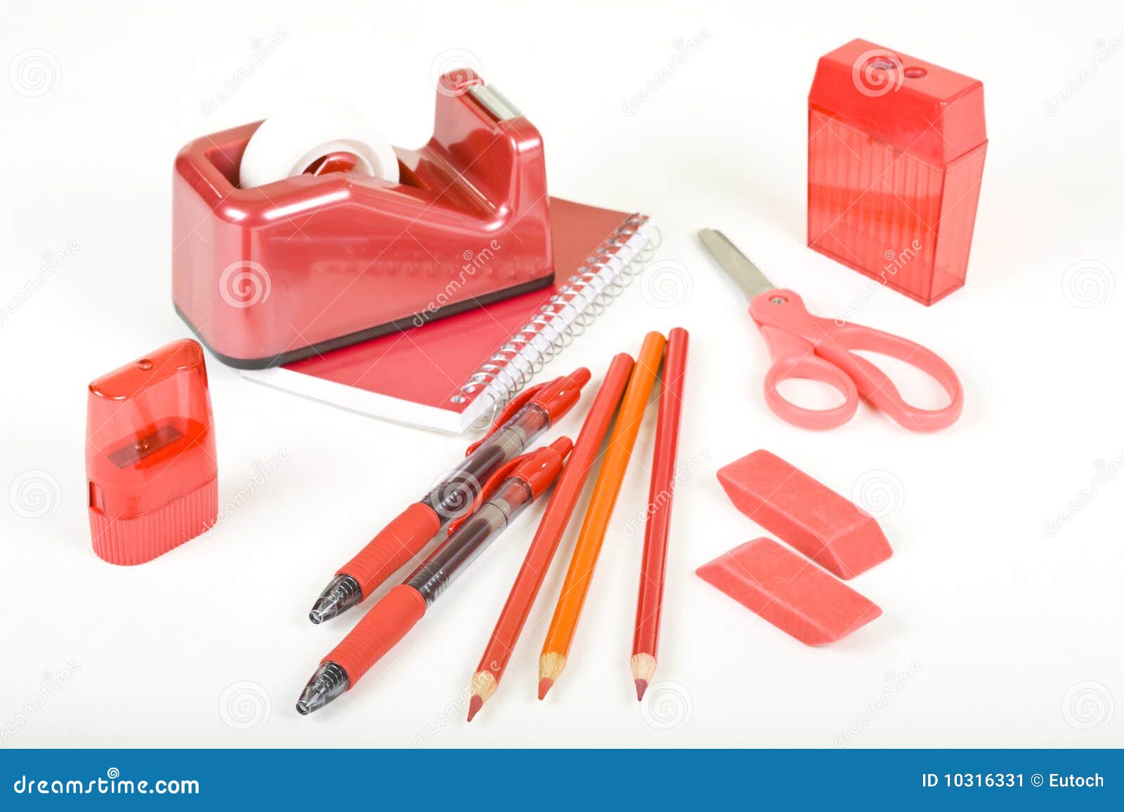 Red School Set stock image. Image of scissors, pencil - 10316331