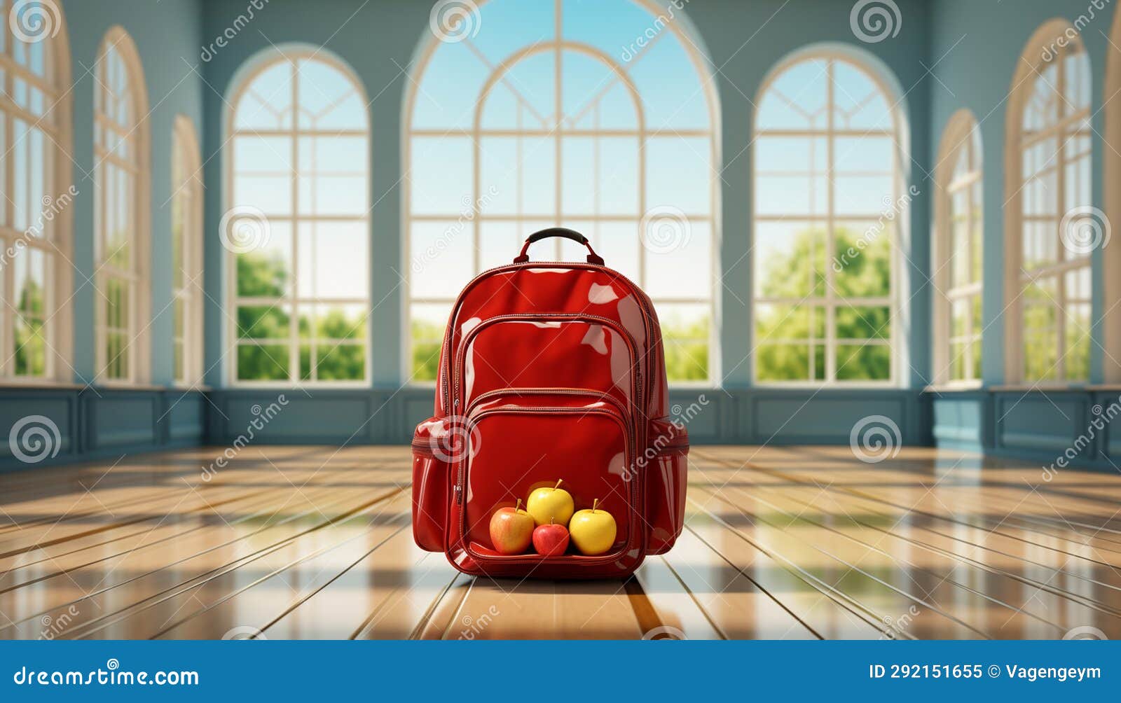 Red Schoolback and Lunchtime Apples. the Concept of a Healthy School ...