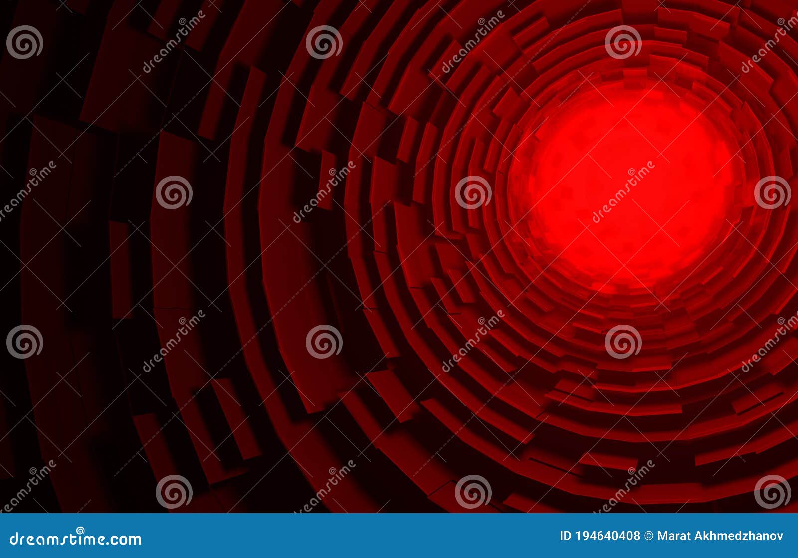 Red Sci-Fi Architecture Background Circular Building 3d Rendering ...