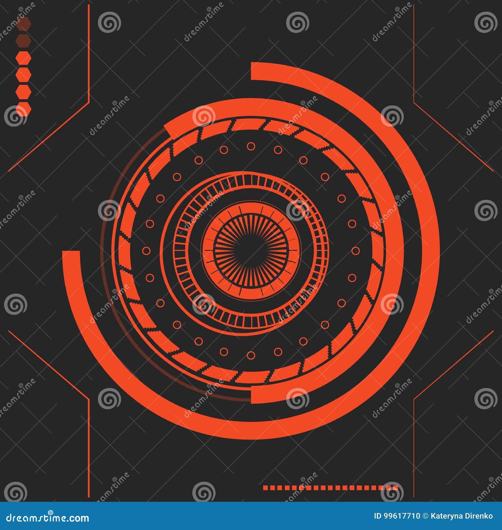 Red Sci Fi Futuristic User Interface. Abstract Hexagon Pattern ...