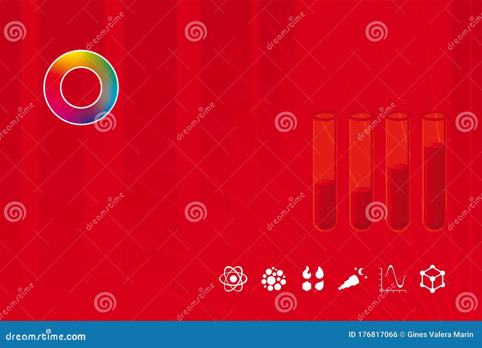 Red Science Background with Various Icons and Objects. Stock Vector ...