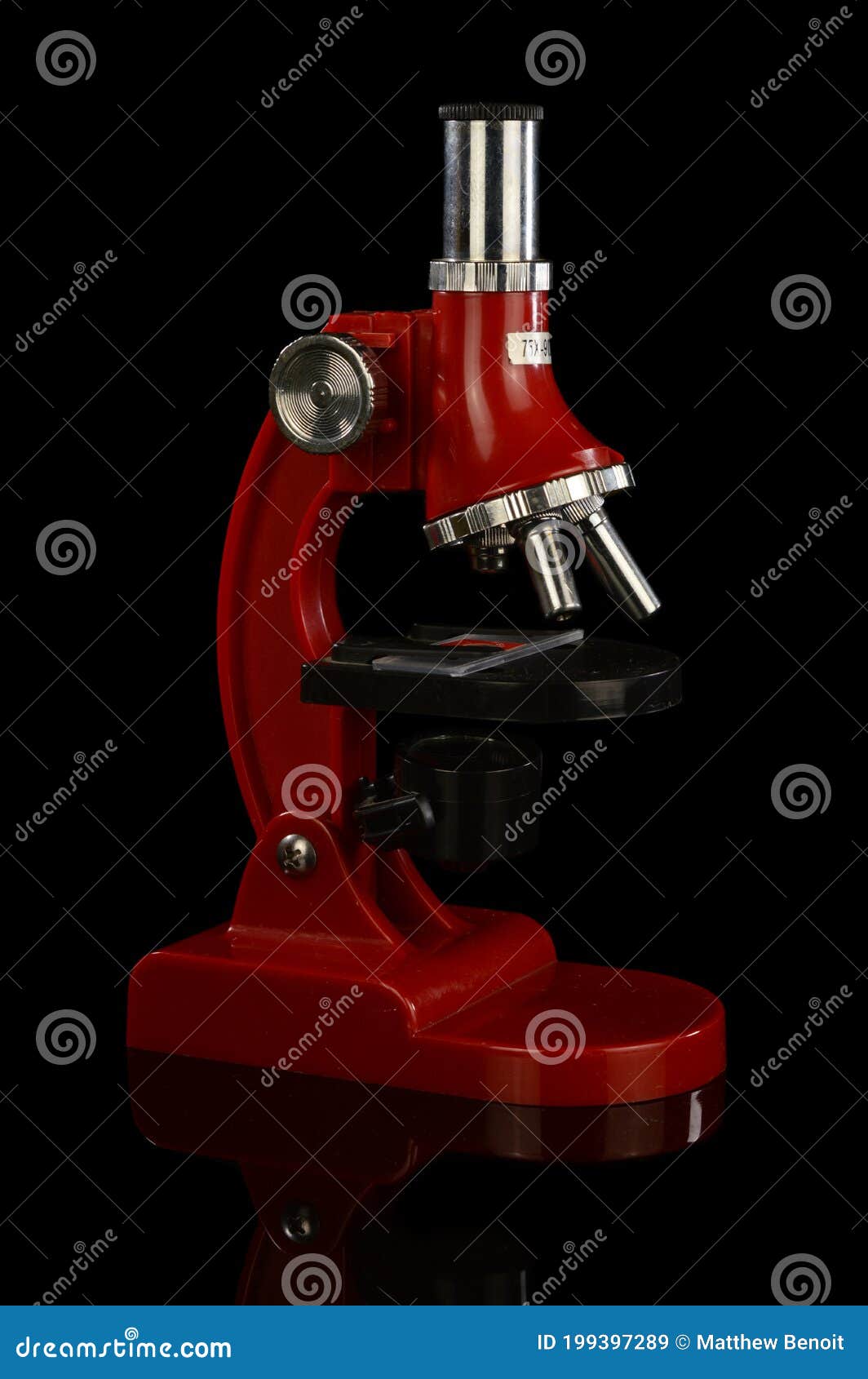 Red Scientific Microscope stock image. Image of experiment - 199397289