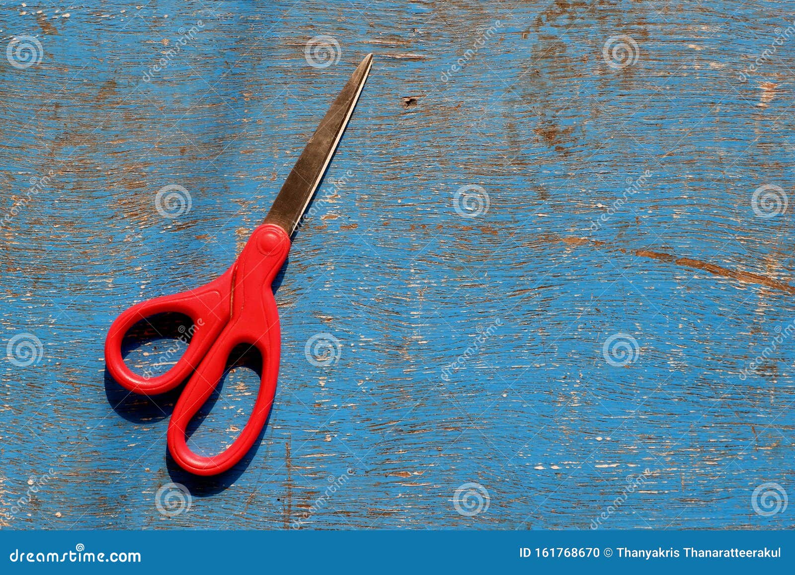 Red Scissors on a Blue Background. Stock Photo - Image of paper ...