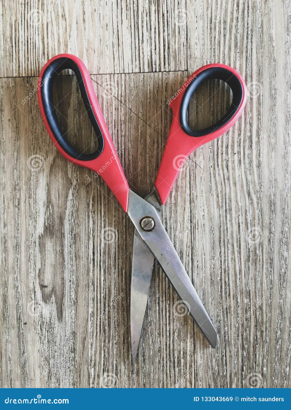 Red Scissors Closed on a Wooden Table. Stock Image - Image of house ...