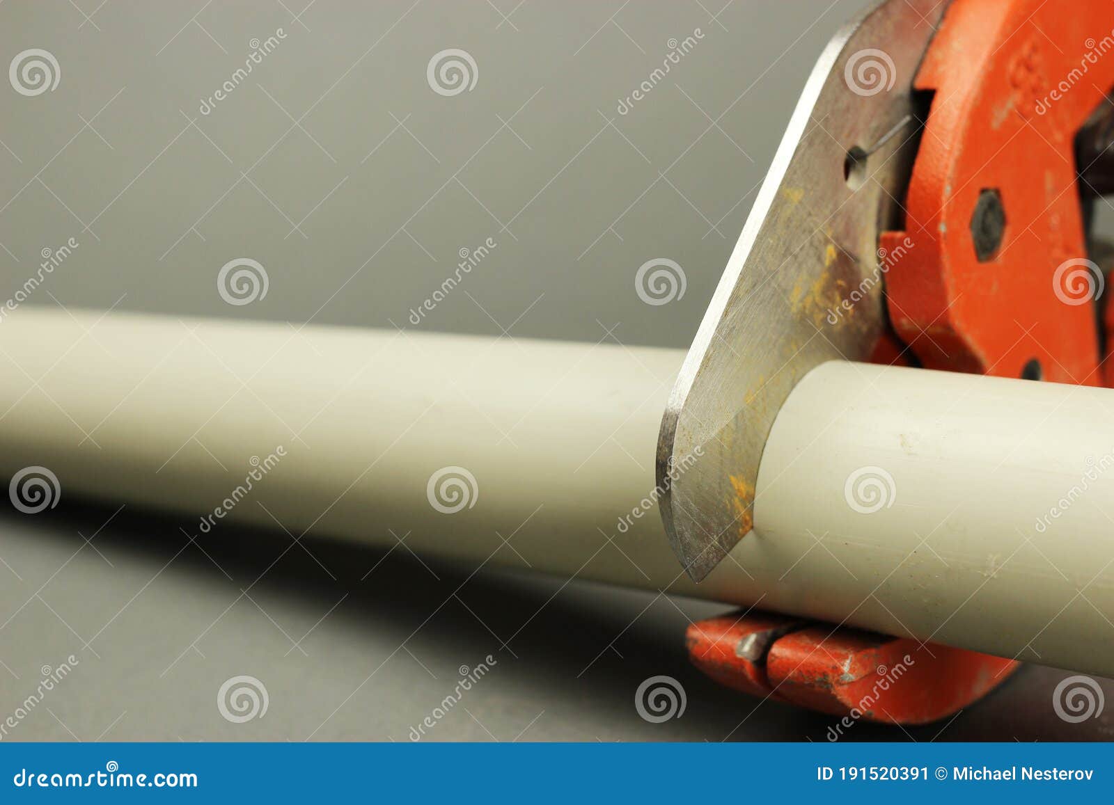 Red Scissors Cut Plastic Pipe Gray Stock Image - Image of polythene ...