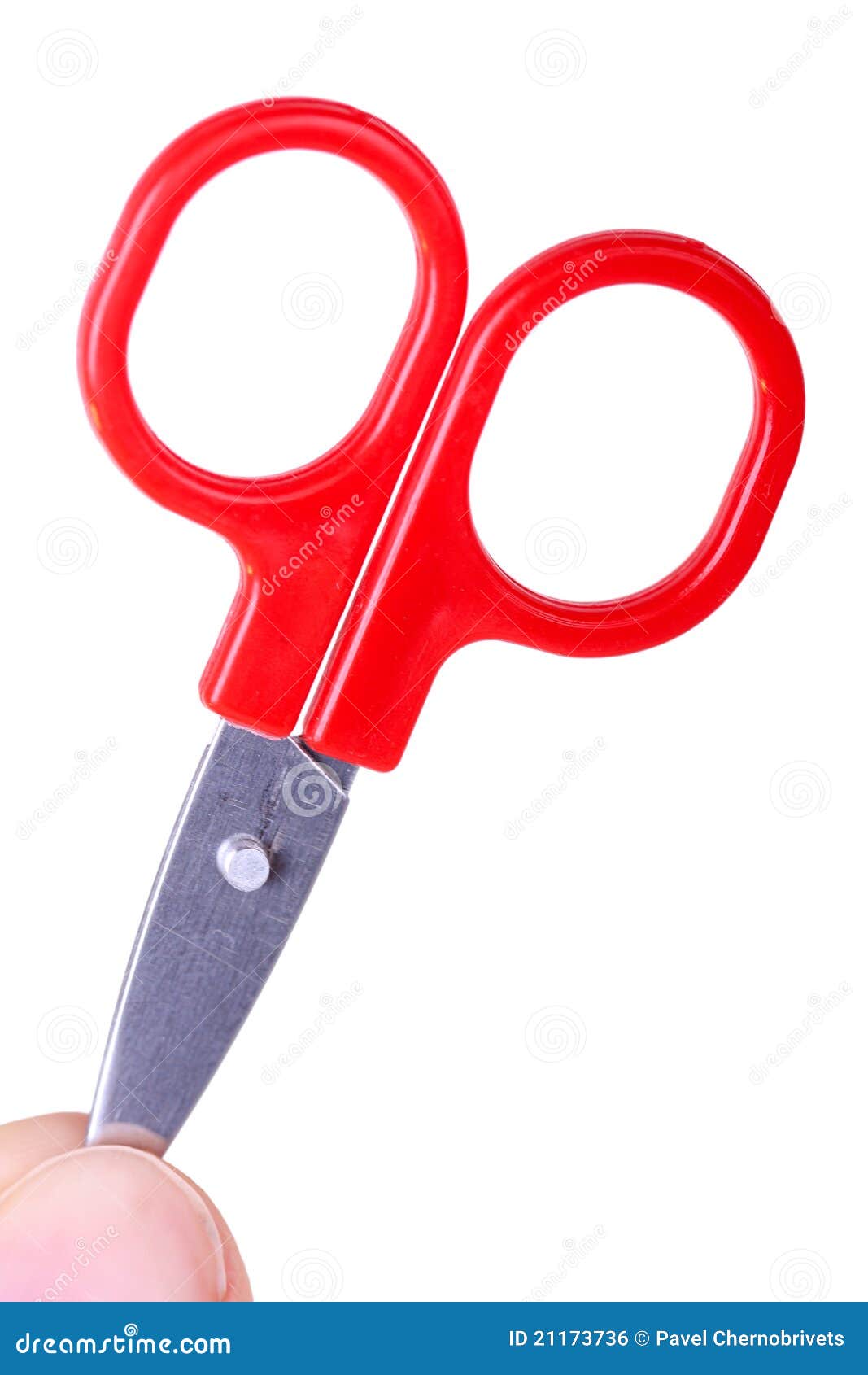 Red scissors in hand stock photo. Image of background - 21173736