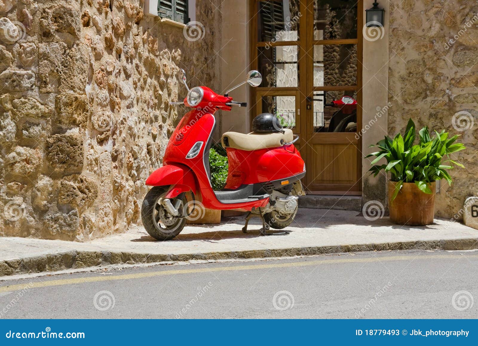 Red Scooter stock image. Image of facade, residential - 18779493