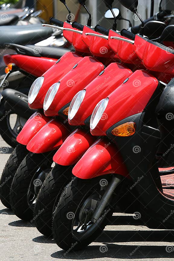 Red Scooters stock image. Image of holiday, moped, gleaming - 14624583