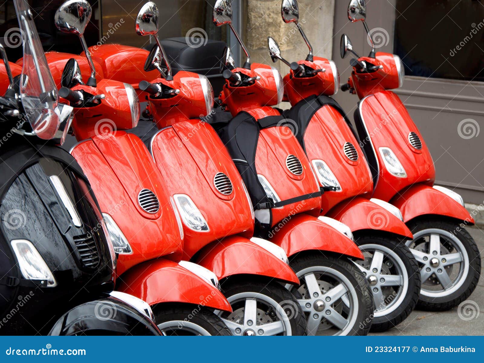 Red scooters stock image. Image of hiring, vacation, brakes - 23324177