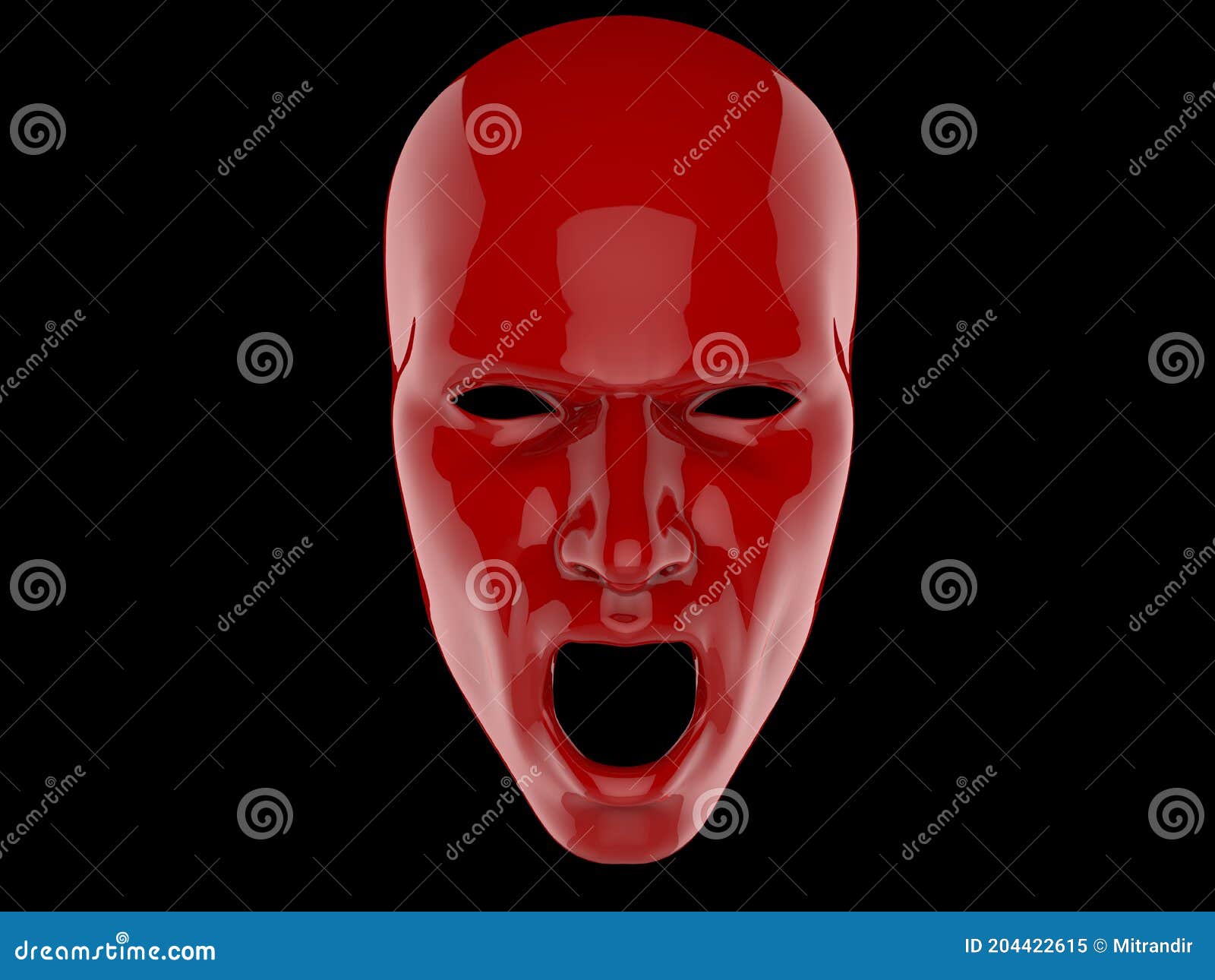 Red Screaming Computer Generated Face - Isolated on Black Background ...