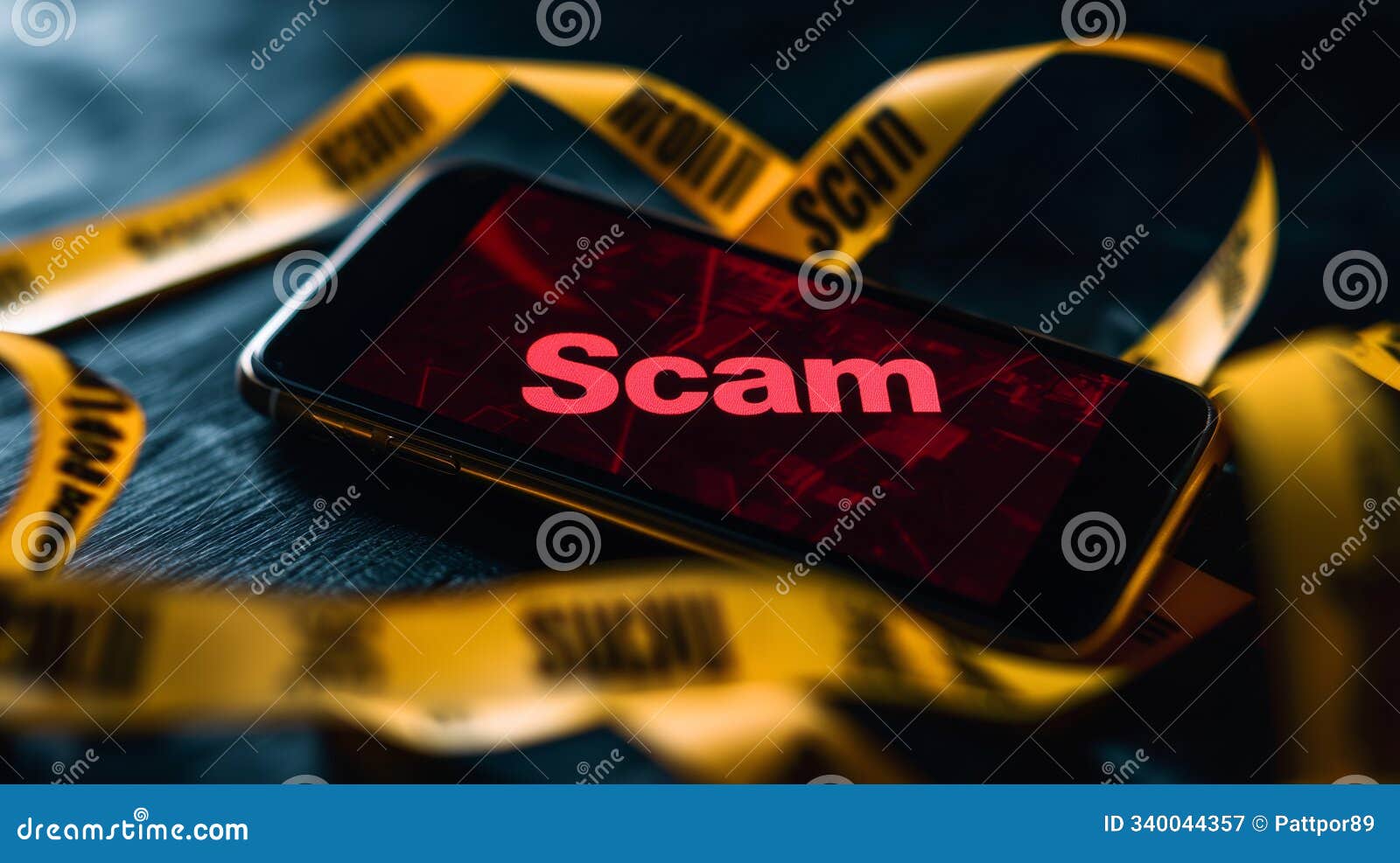 Red Screen Phone with Scam Warning Message Stock Illustration ...