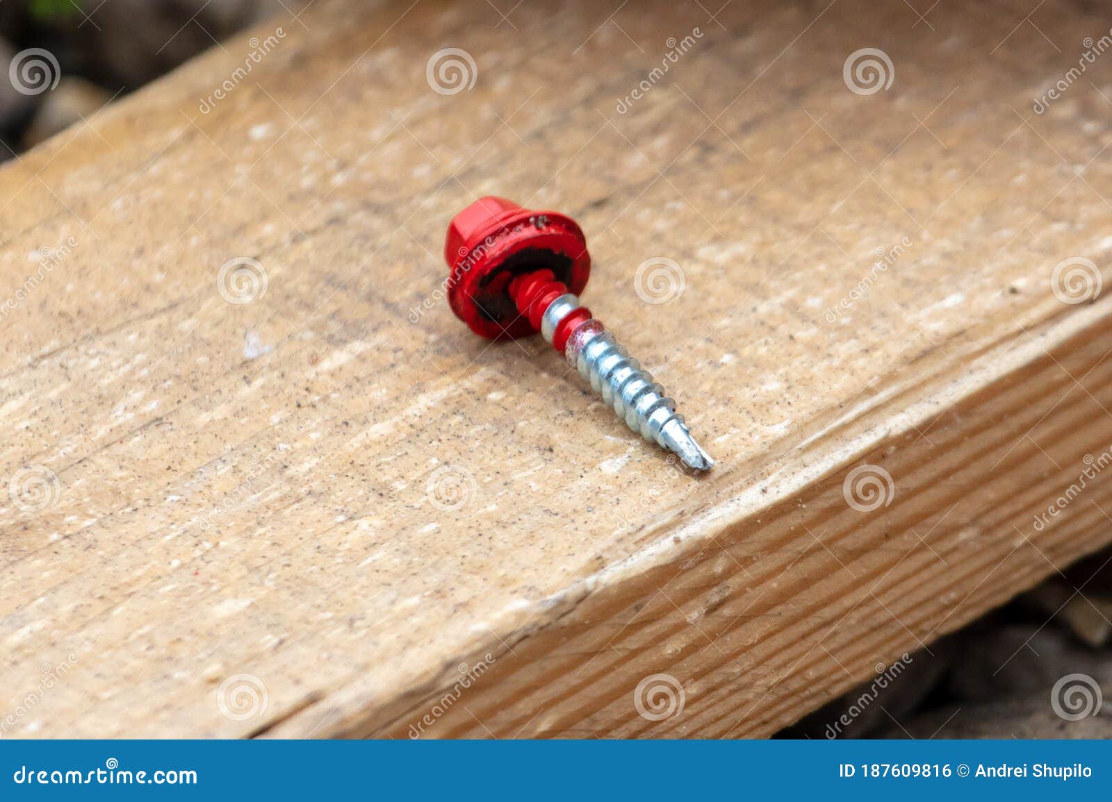 Red at a construction site stock photo. Image of closeup - 187609816