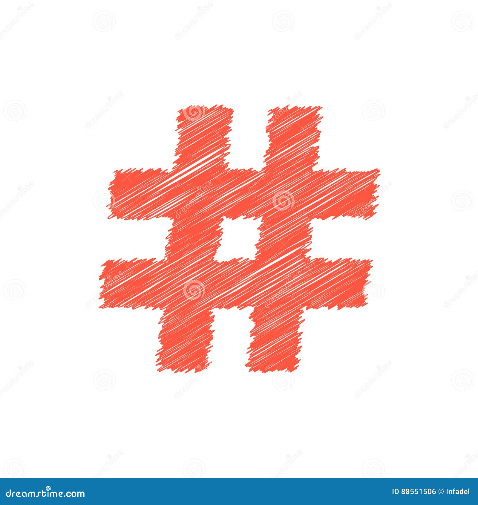 Red scribble hashtag icon stock vector. Illustration of sale - 88551506