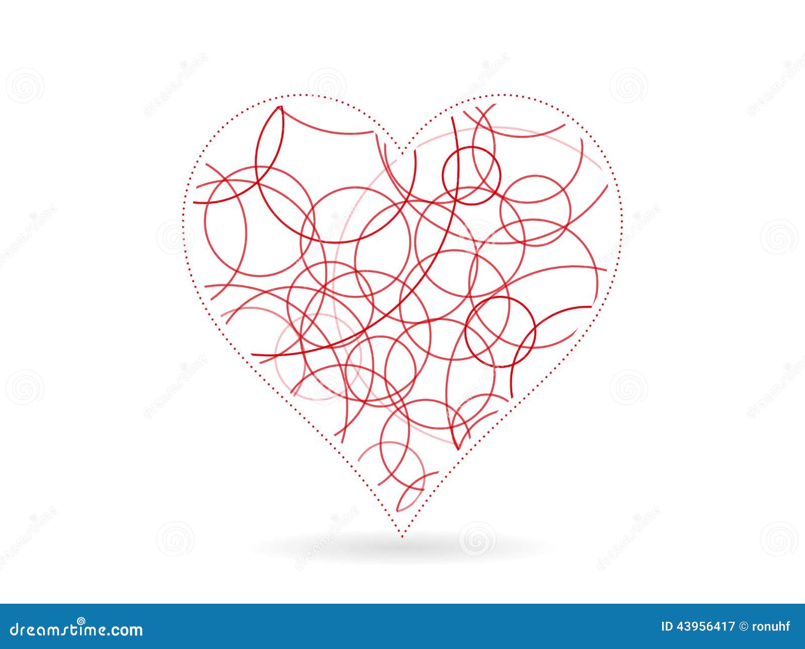 Red Scribble Heart Shape Vector Graphic Template Illustration Stock ...