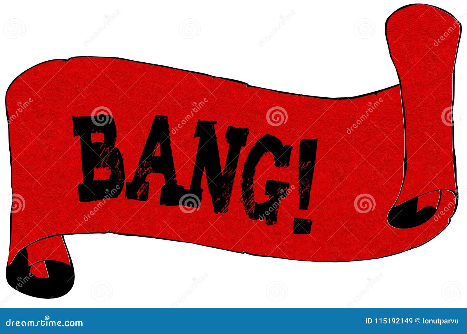 Red Scroll Paper with BANG Text. Stock Illustration - Illustration of ...