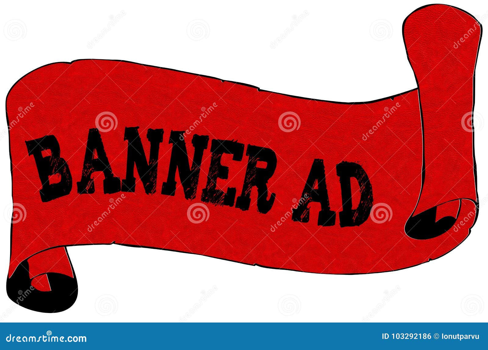 Red Scroll Paper with BANNER AD Text. Stock Illustration - Illustration ...