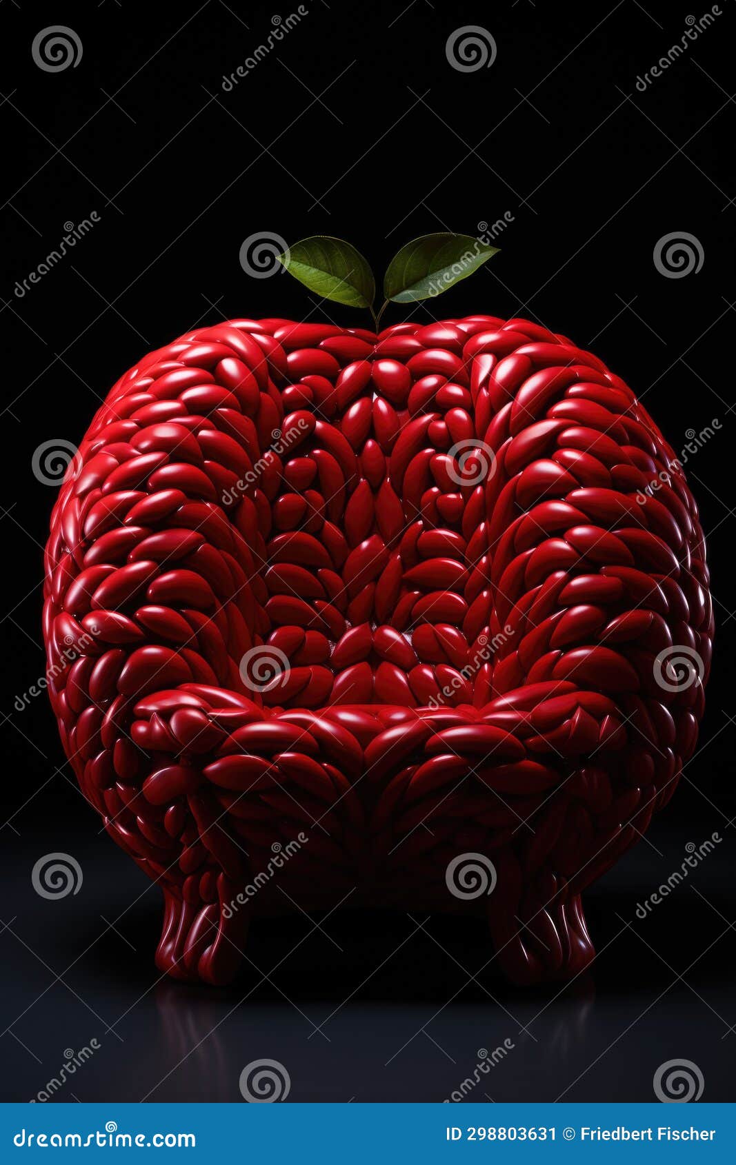 A Red Sculpture of an Apple with a Leaf on Top Apple Chair Stock ...