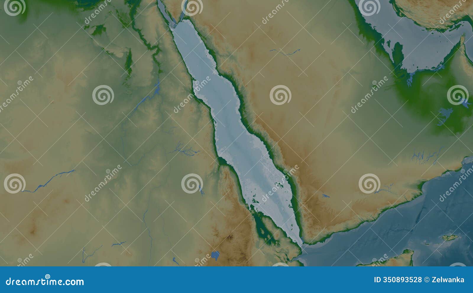 Red Sea Highlighted. Physical Map Stock Illustration - Illustration of ...