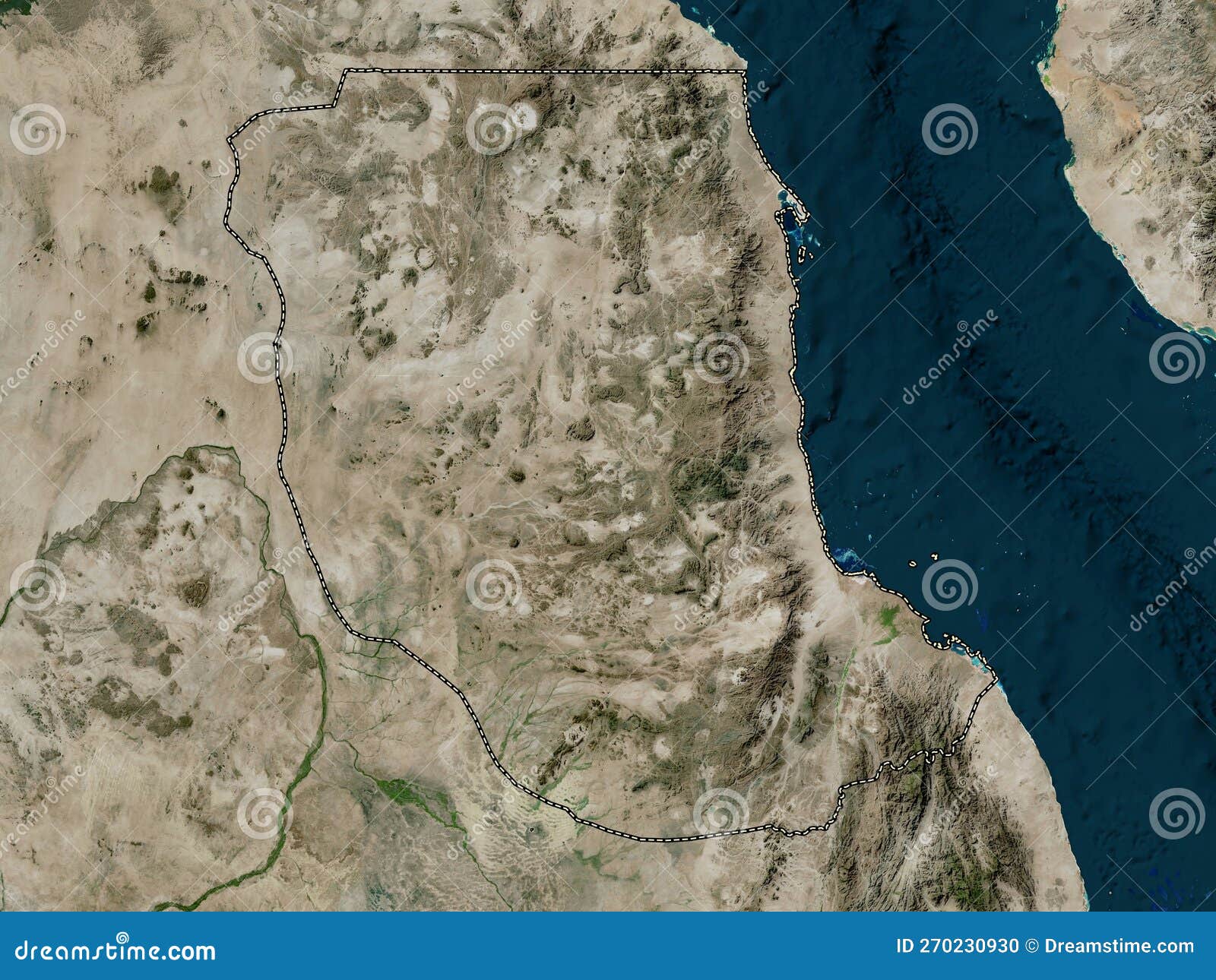 Red Sea, Sudan. High-res Satellite. No Legend Stock Illustration ...