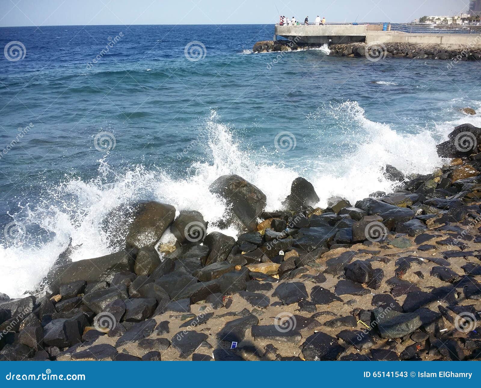 Red sea stock image. Image of waves, shore, rocks - 65141543