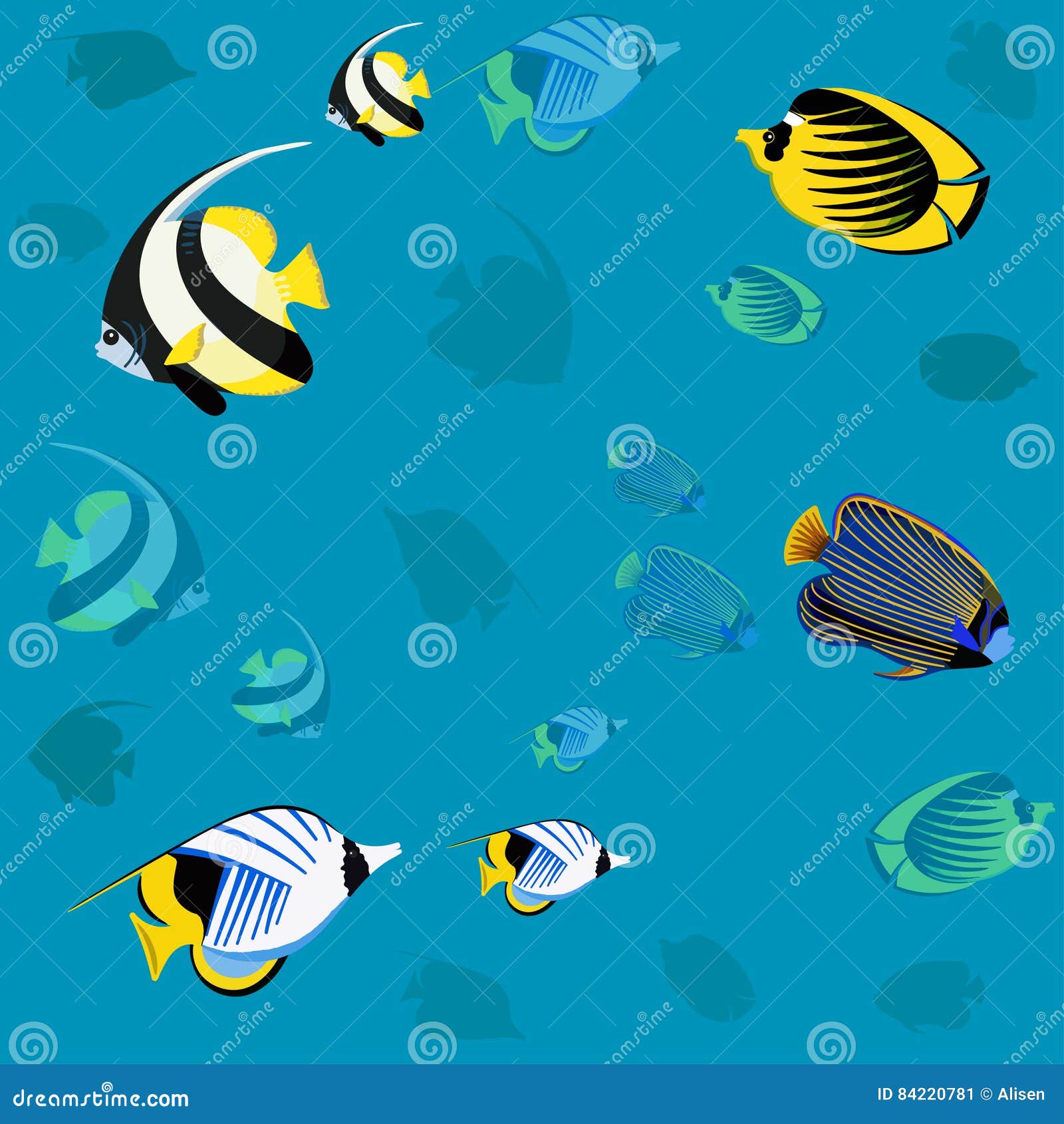Red Sea Wild Fish. Ocean Pattern Stock Vector - Illustration of animal ...