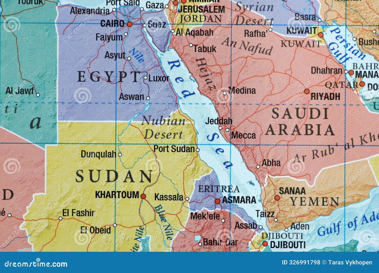 Red Sea on the World Map Close-up Stock Photo - Image of sudan, africa ...