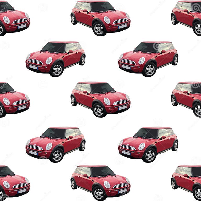 Red Seamless Mini Cooper Pattern, Vector Illustration Stock Vector ...