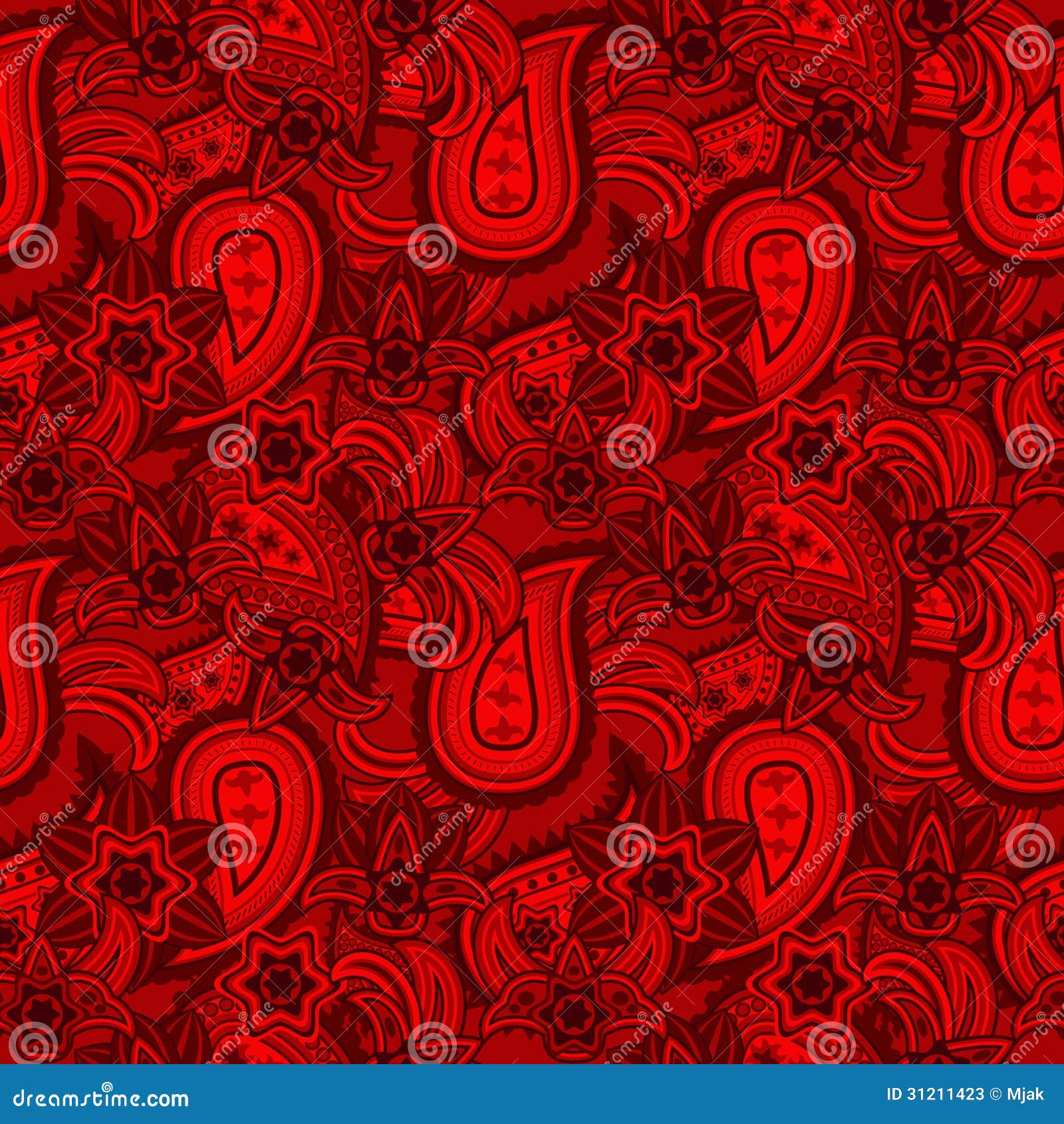 Red Seamless Paisley Texture Stock Vector Illustration Of Retro Card