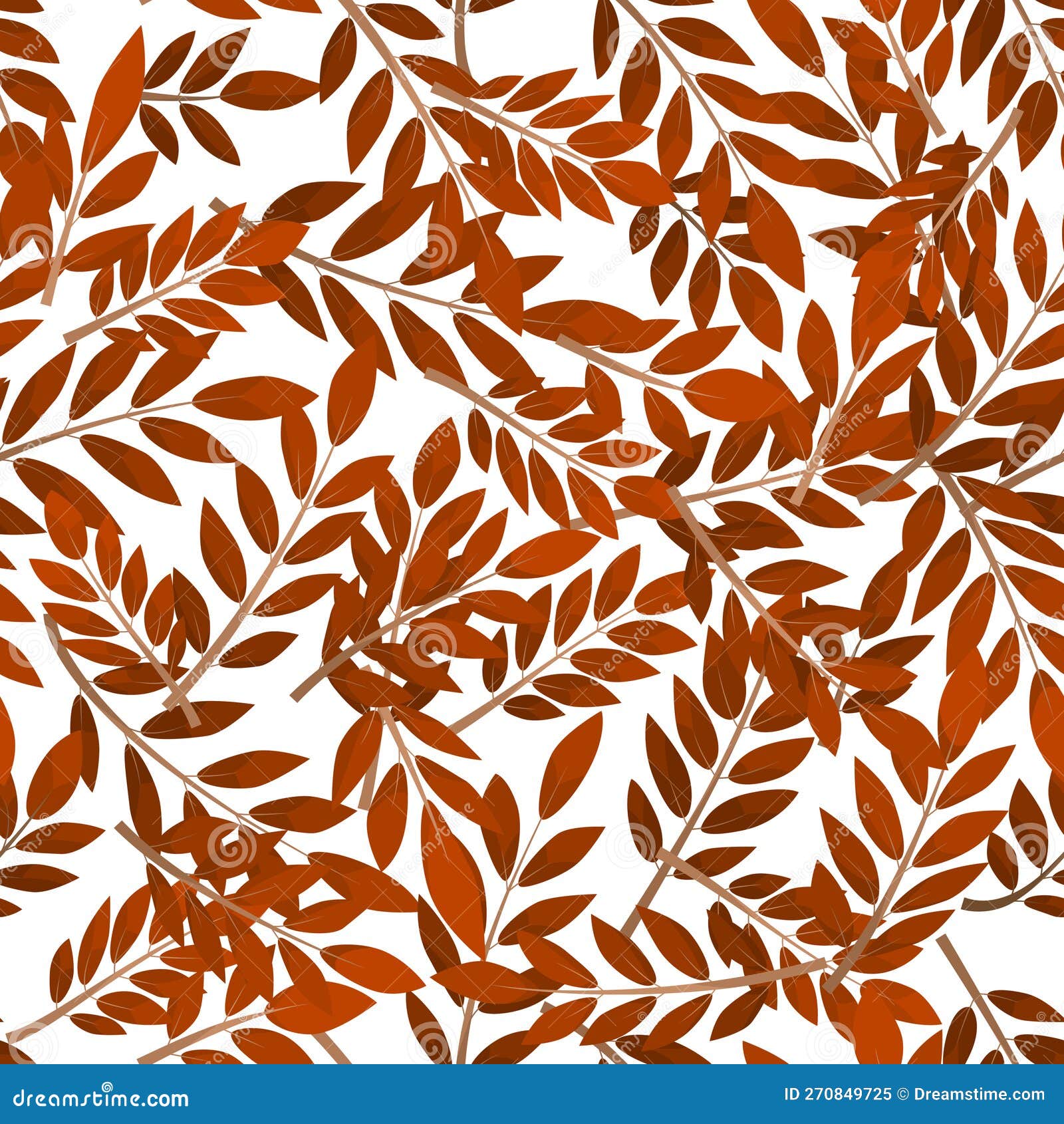 Red Seamless Pattern Leafs on White Background. Stock Vector ...