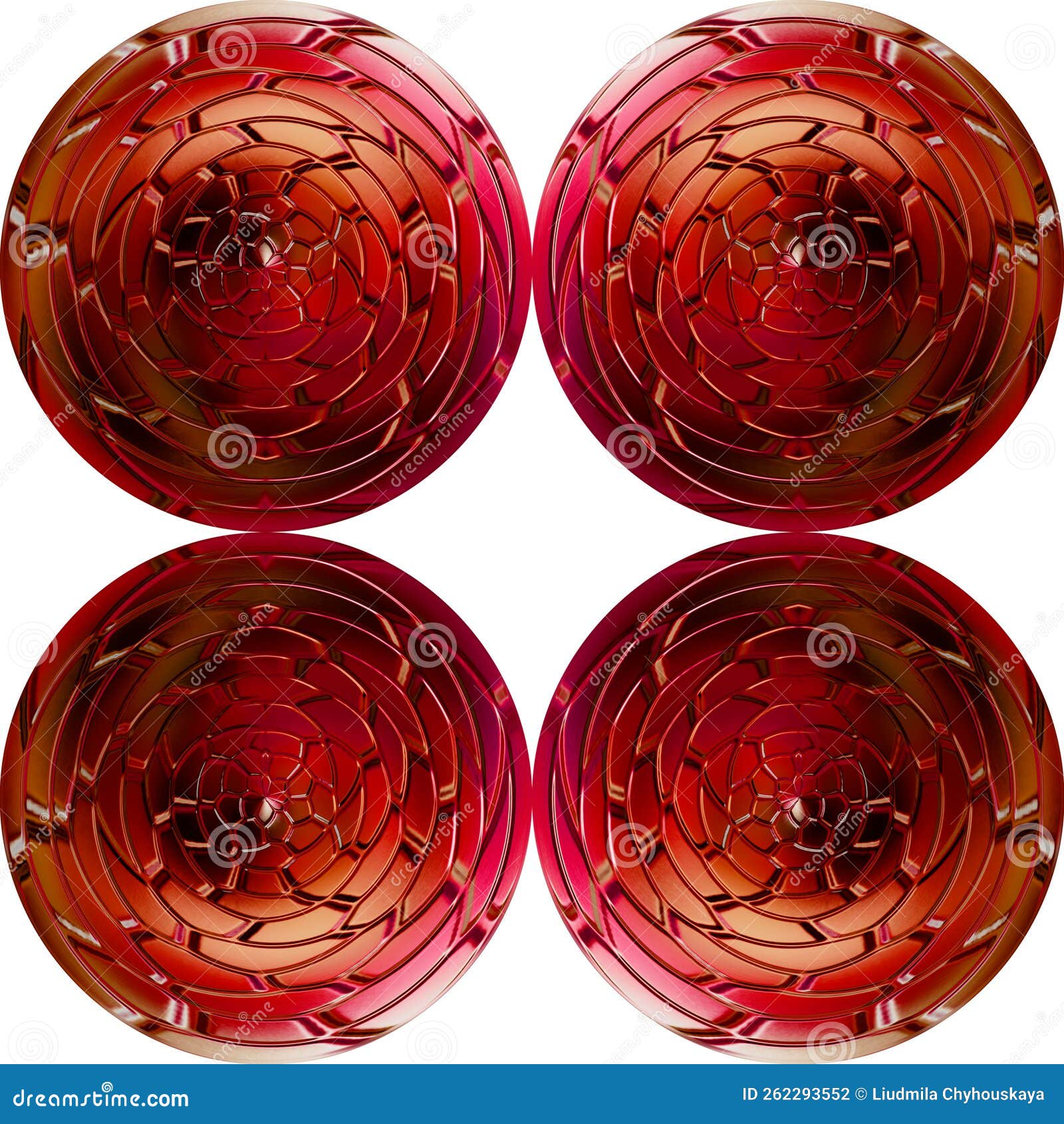 Red Seamless Symmetrical Round Texture on a White Background. Seamless ...