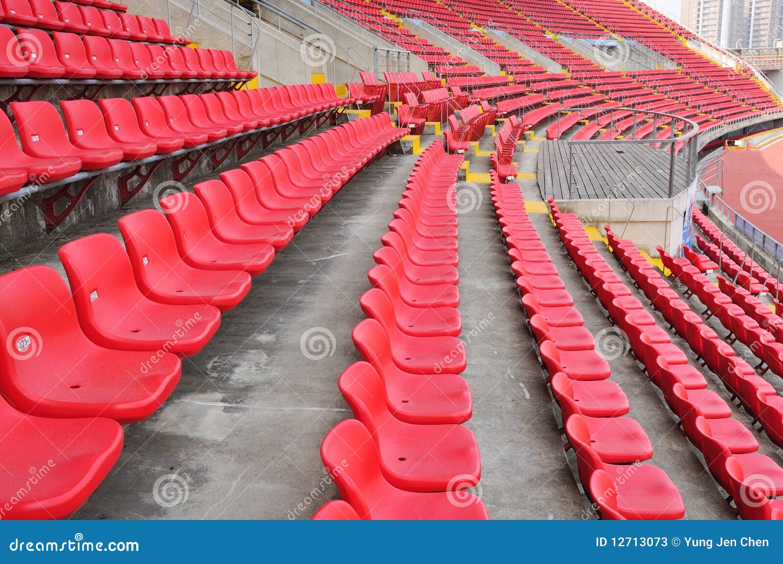 Red seats stock image. Image of levels, numbers, outdoors - 12713073