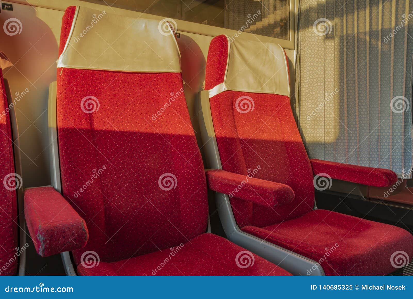 Red Seats in First Class Compartment in Czech Train Stock Image - Image ...
