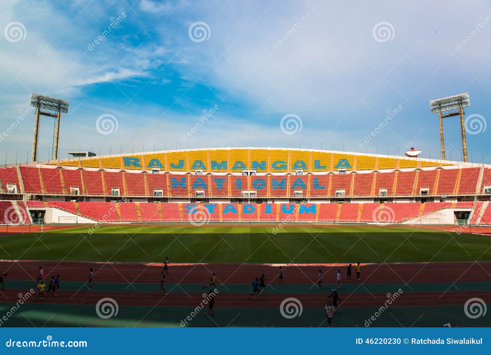 Red Seats on Stadium Steps Bleacher Editorial Image - Image of game ...